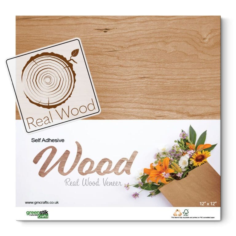 Self Adhesive Cherry Wood Veneer 12" x 12" (5pk) - GM Crafts